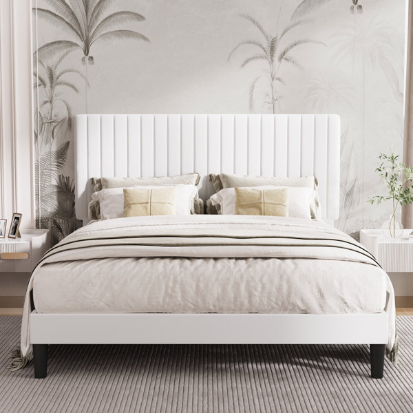 Willa Arlo Interiors Dunphy Upholstered Platform Bed with Adjustable Headboard & Reviews | Wayfair